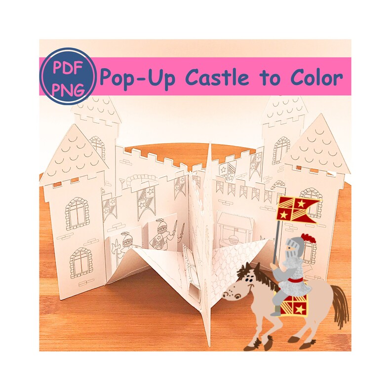 Pop-up Castle to Download, Color & Assemble/diy Printable Paper 3D ...