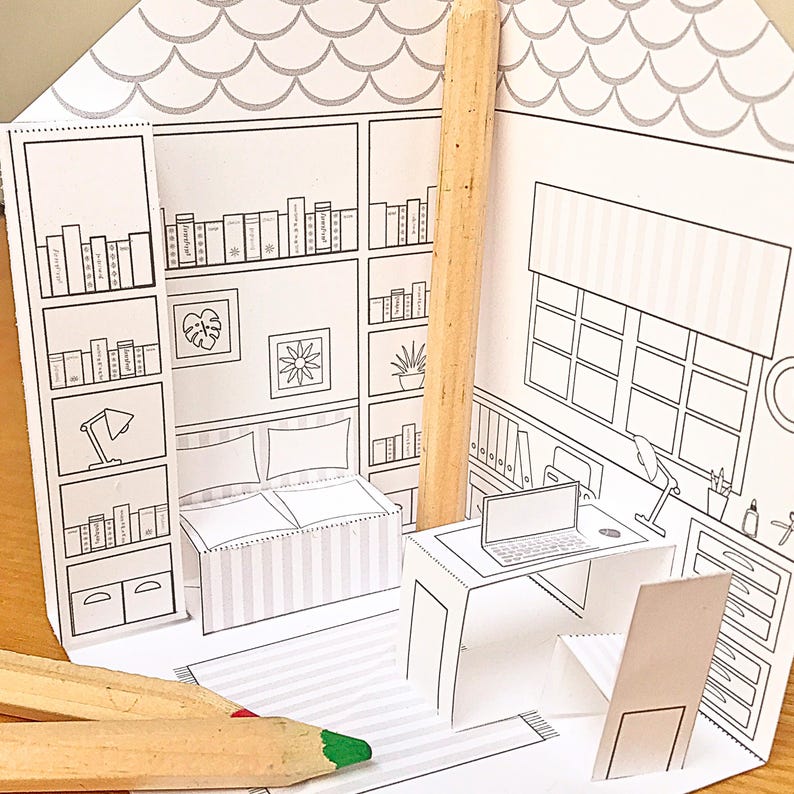 DIY Pop-up Home-office to Color and Assemble, Working From Home ...