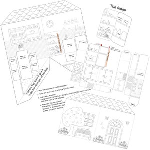 DIY Pop-up Kitchen No. 2 - Color & Assemble, Paper Craft, Paper Playset ...