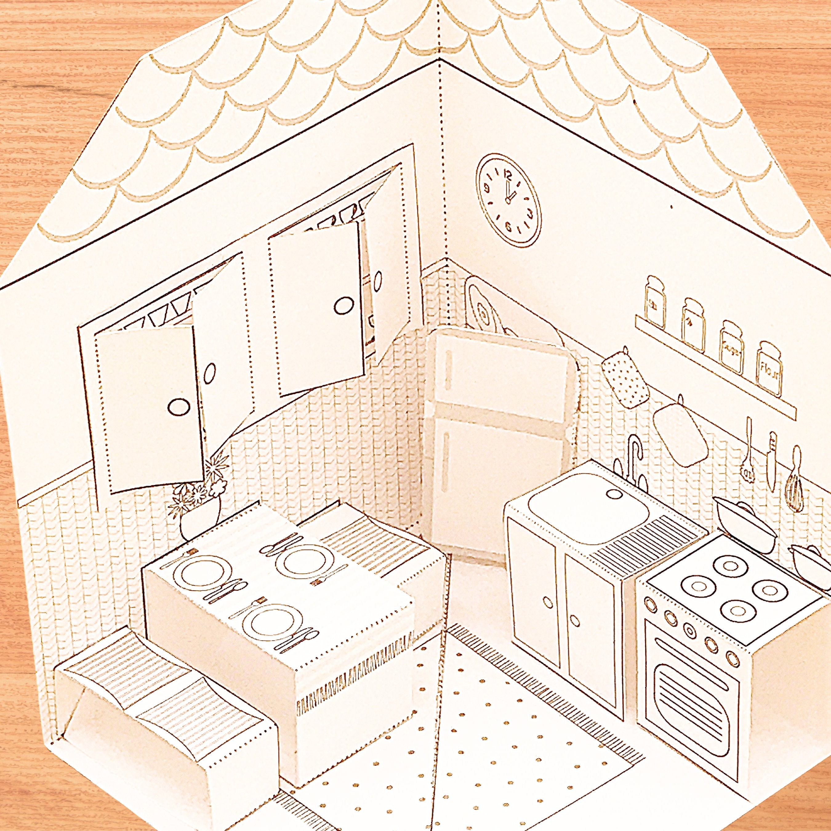 DIY Pop-up Kitchen No. 2 - Color & Assemble, Paper Craft, Paper Playset ...