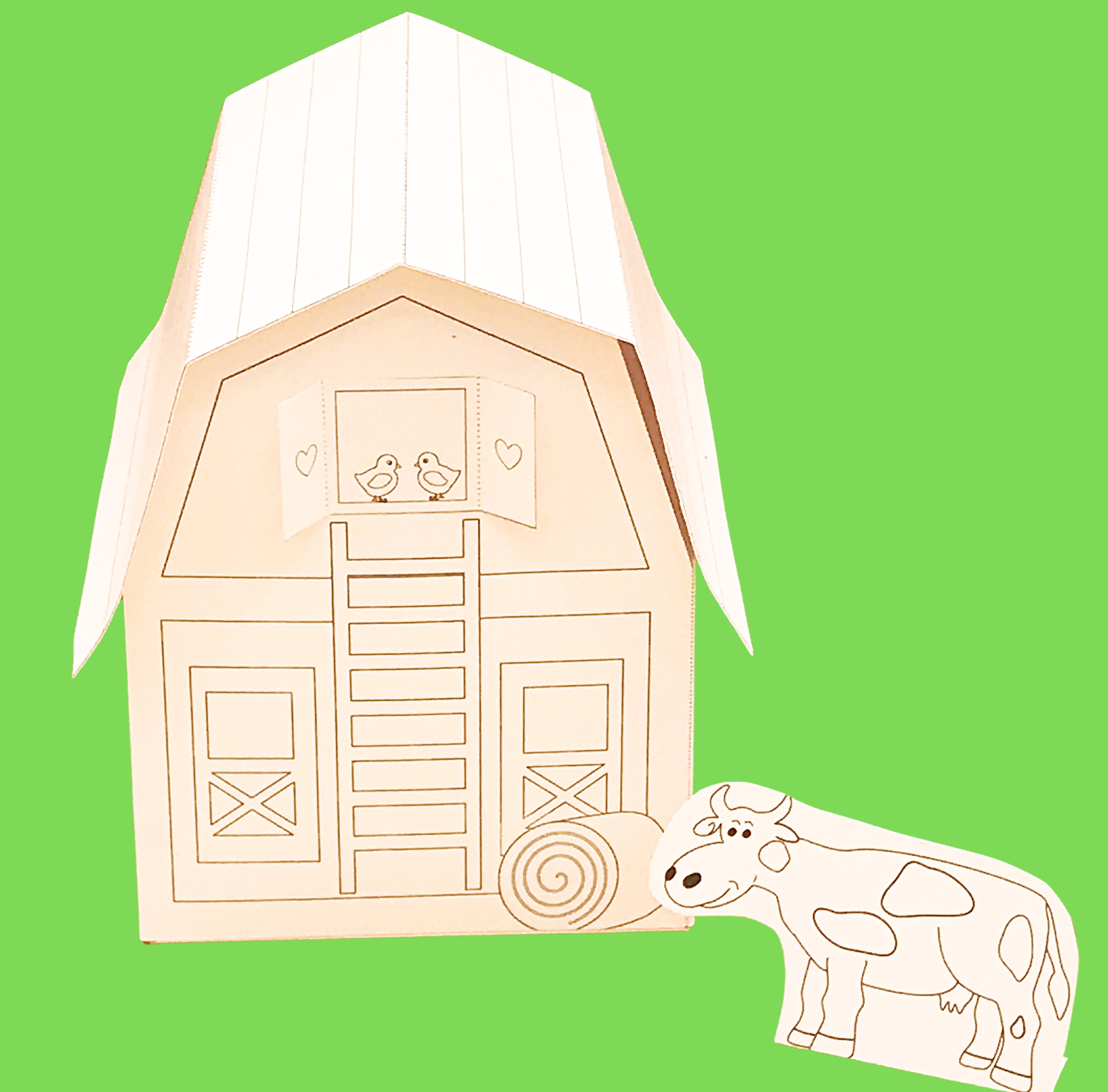 DIY Printable Paper Animal Farm to Color & Assemble With Cute Animals ...