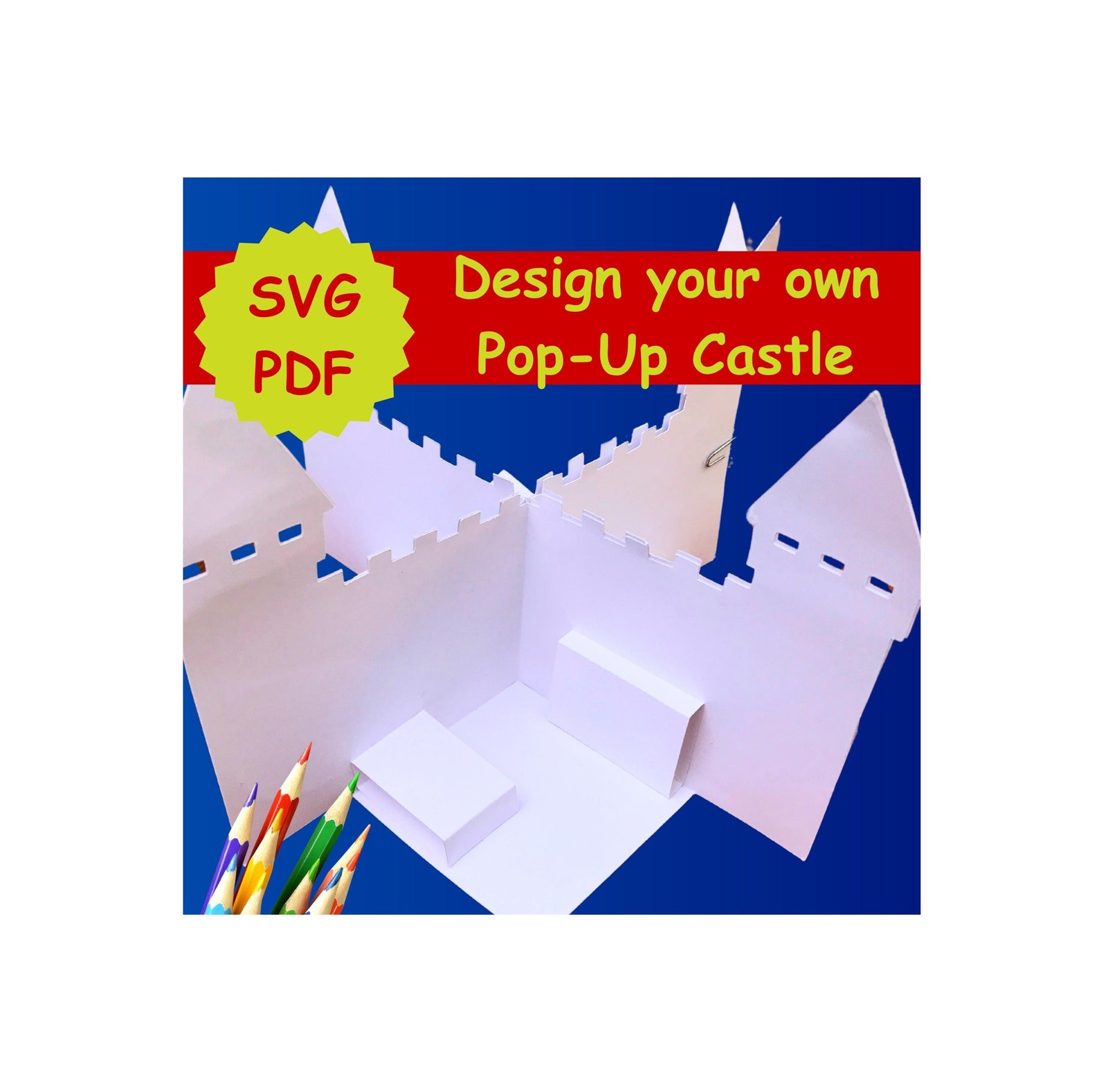 DIY Pop-up Castle Template for Individual Design, PDF, SVG, 3D Castle ...