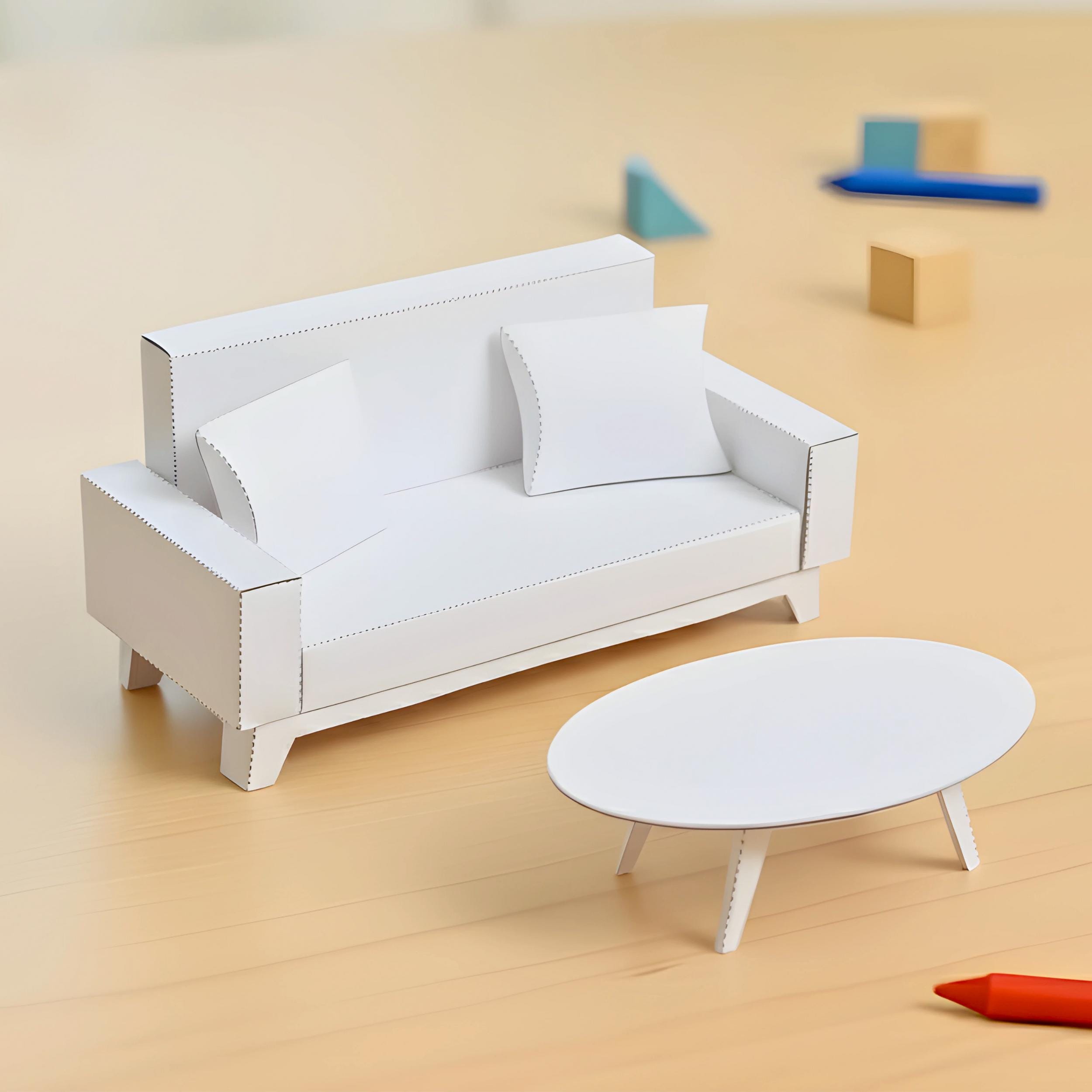 DIY Miniature Dollhouse Kit, Printable Furniture, Sofa Set Scale 1:24 ...