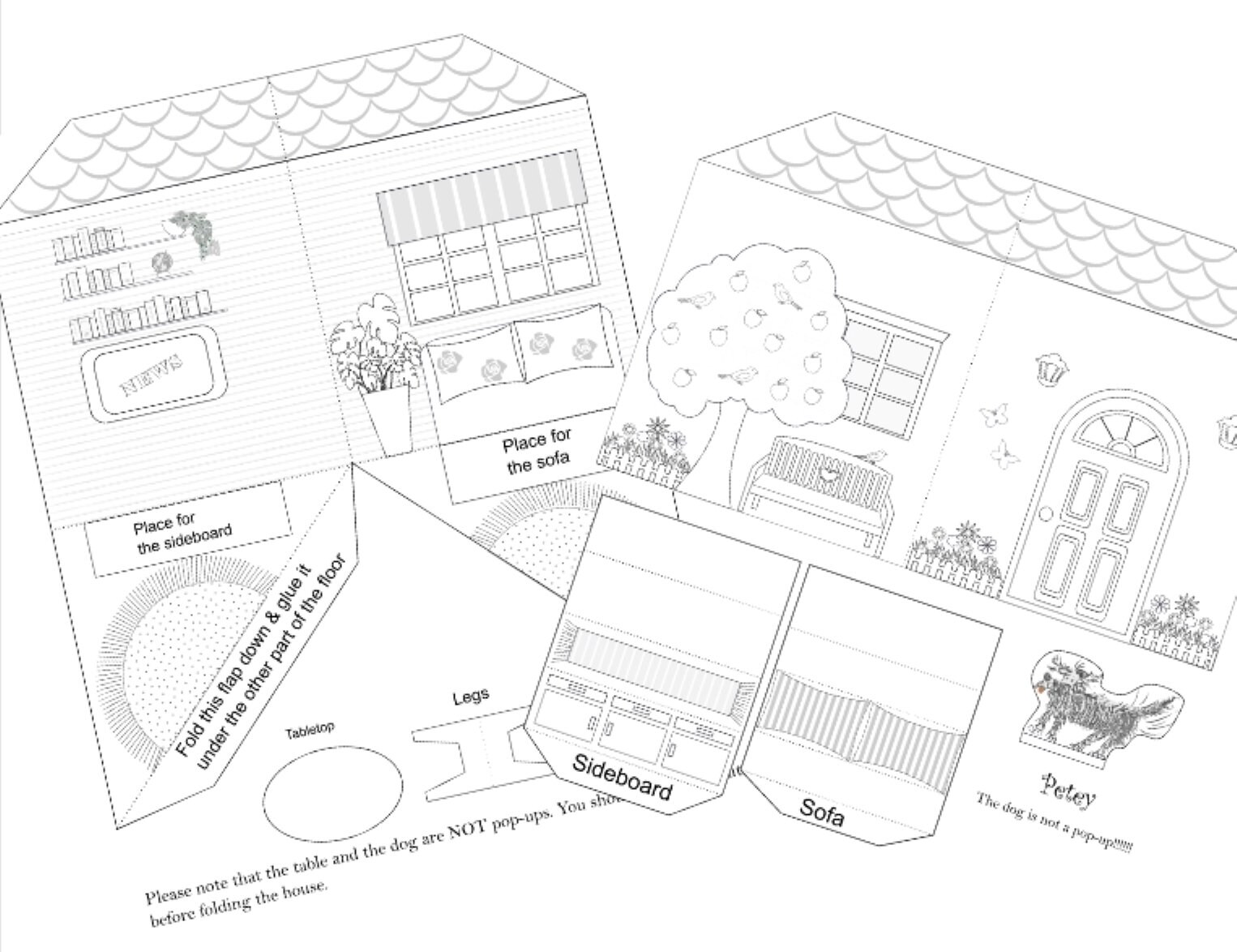 Printable Pop-up Living Room to Color/kids Craft Activity Kit/creative ...