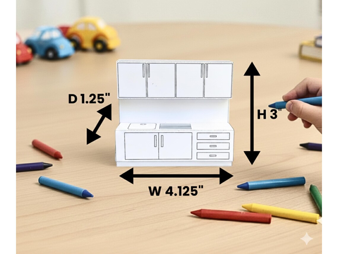 DIY Miniature Dollhouse Kit, Printable Kitchen Furniture Scale 1:24 ...