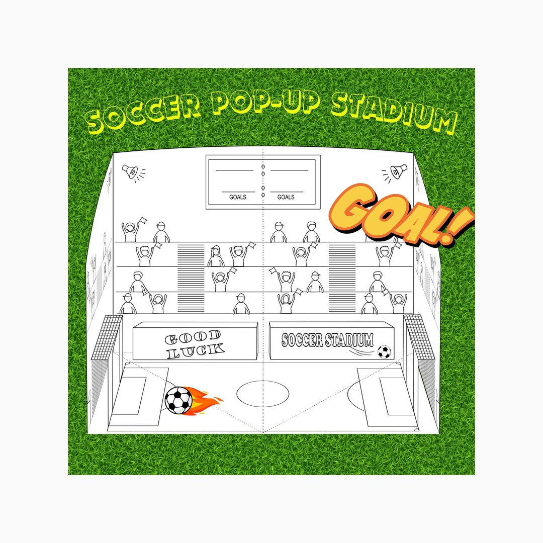 Pop-up Soccer Stadium Color & Assemble Paper Craft Kit, Mini Soccer ...