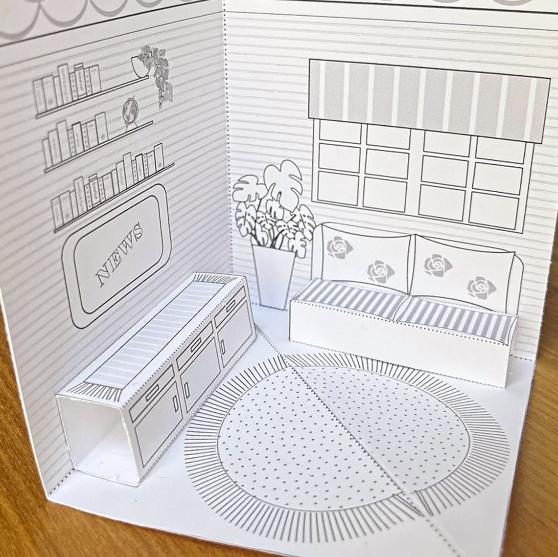 Printable Pop-up Living Room to Color/kids Craft Activity Kit/creative ...