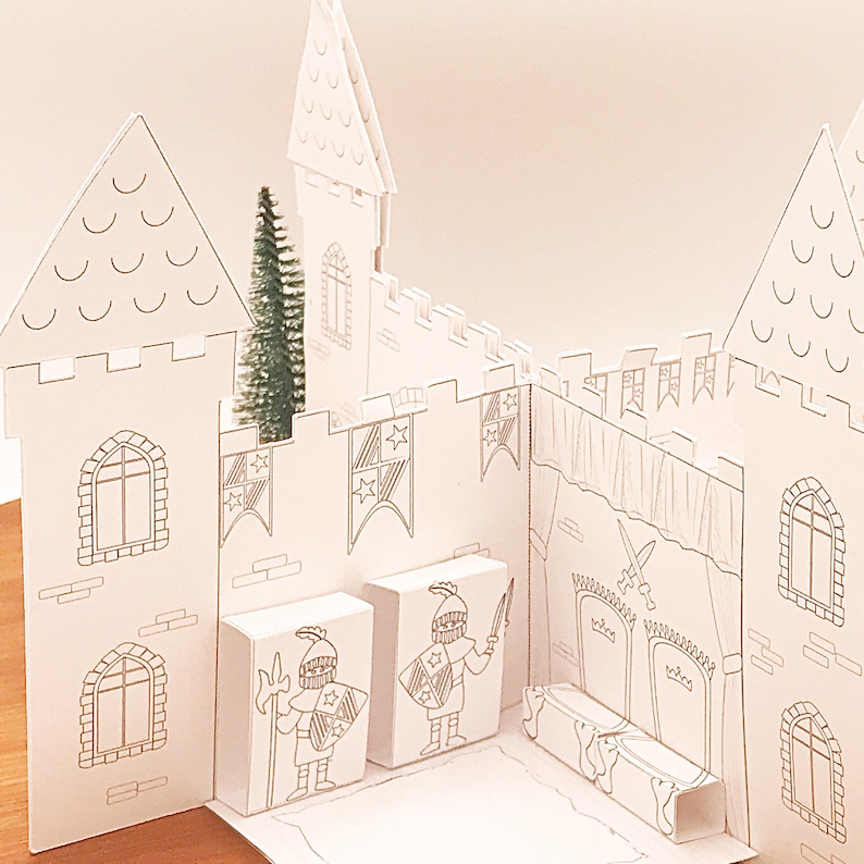 Pop-up Castle to Download, Color & Assemble/diy Printable Paper 3D ...