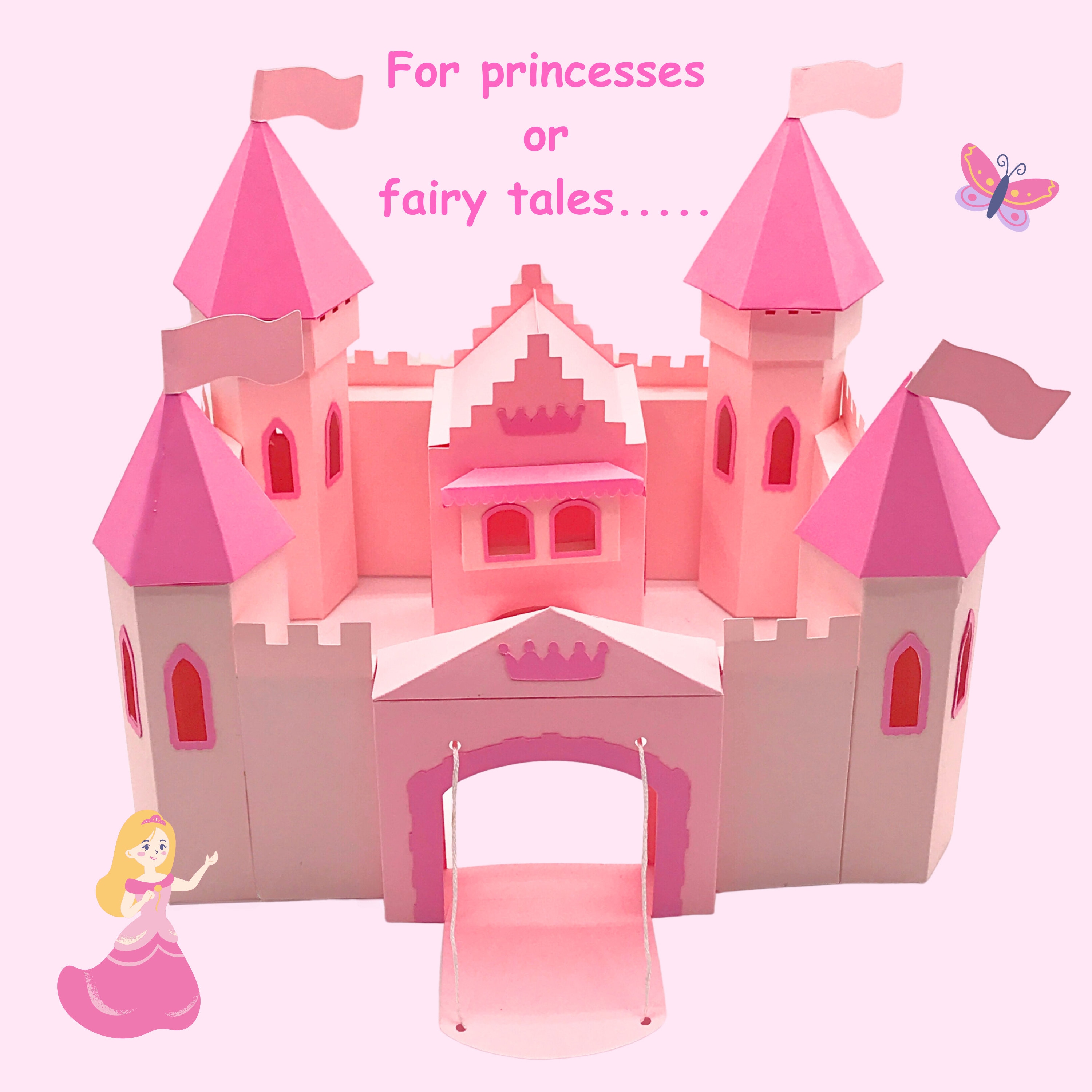 3D Paper Castle - Fairy Tale Project - Coloring Activity - PDF & SVG ...