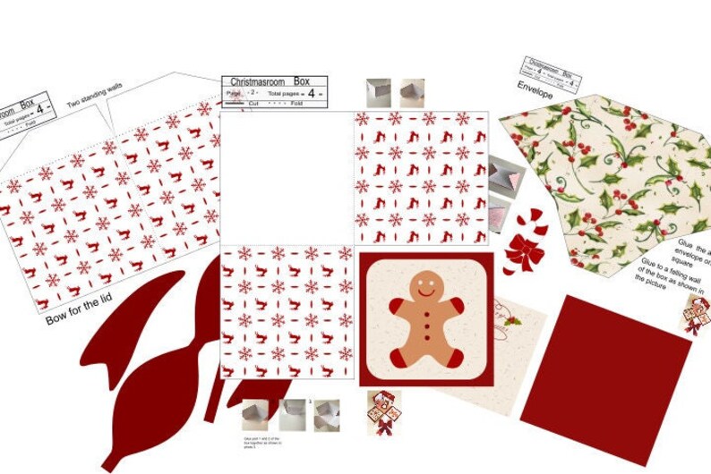 Christmas Explosion Box Printable Gift Box, Papercraft Digital Download ...