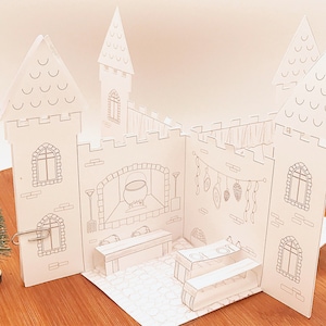 Pop-up Castle to Download, Color & Assemble/diy Printable Paper 3D ...