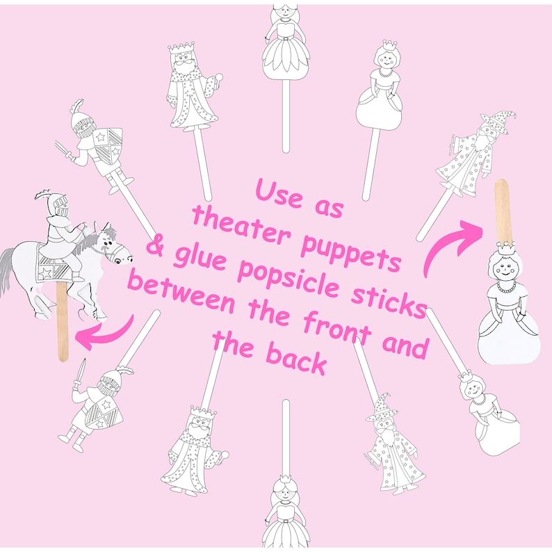 Printable Castle Figurines to Color, Paper Craft Kit for Kids, Instant ...