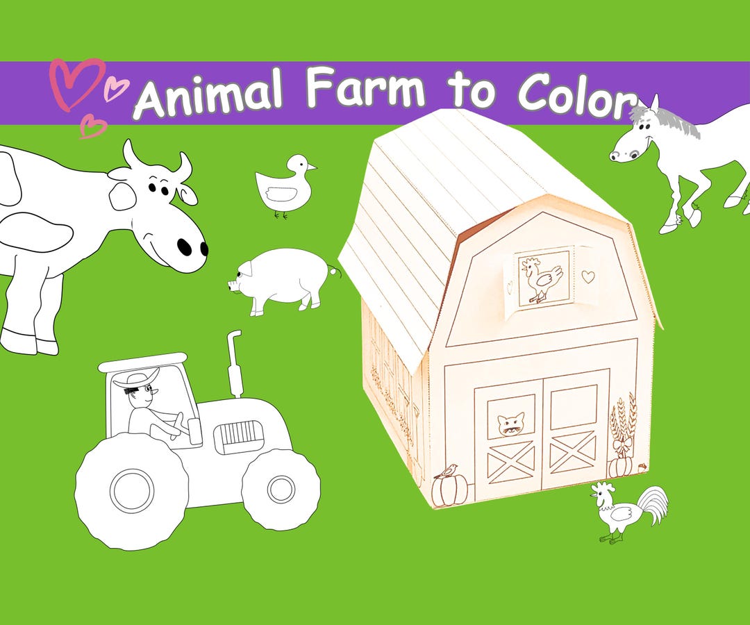 Printable Animal Farm, Kid Friendly Craft, Barnyard Animals Coloring ...