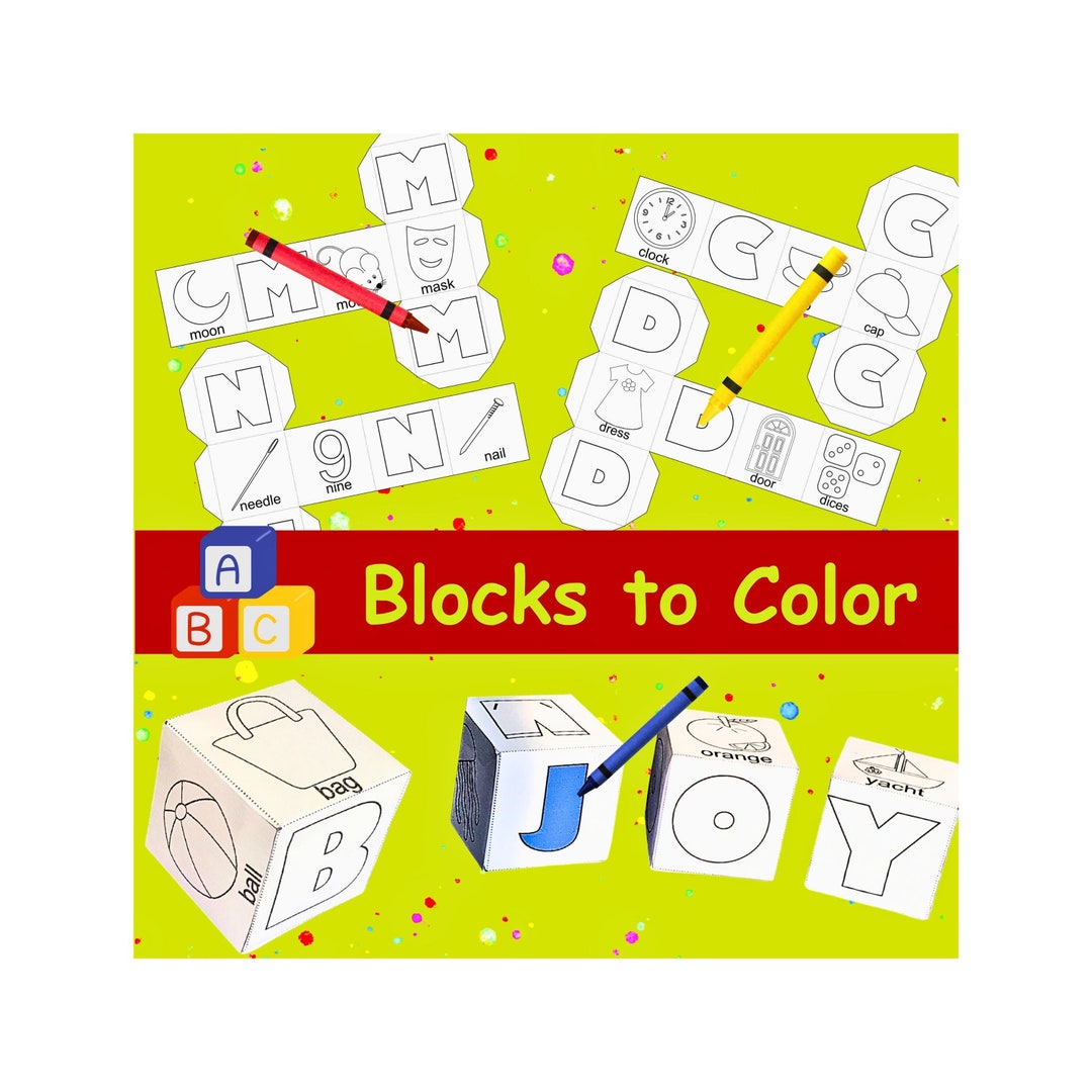 ABC Blocks DIY to Color and Assemble/educational Printables for ...