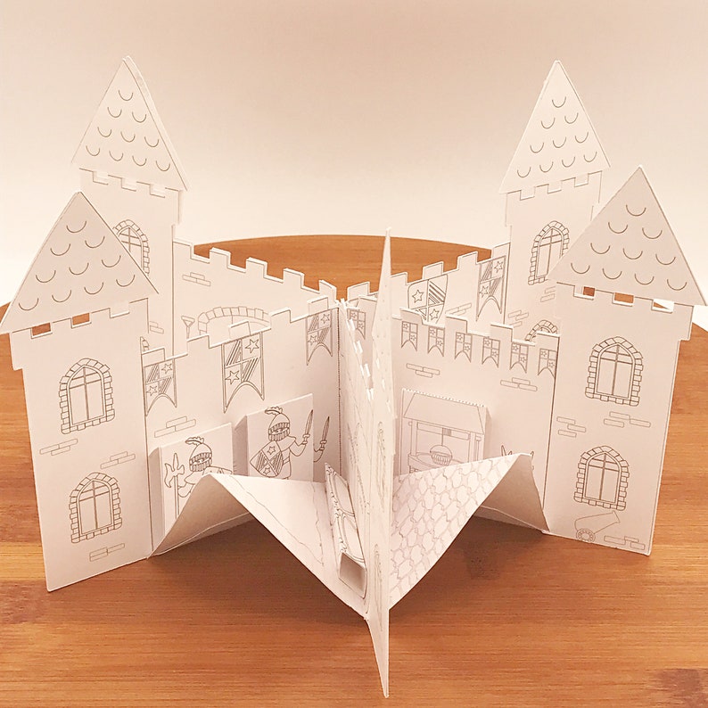 Pop-up Castle to Download, Color & Assemble/diy Printable Paper 3D ...