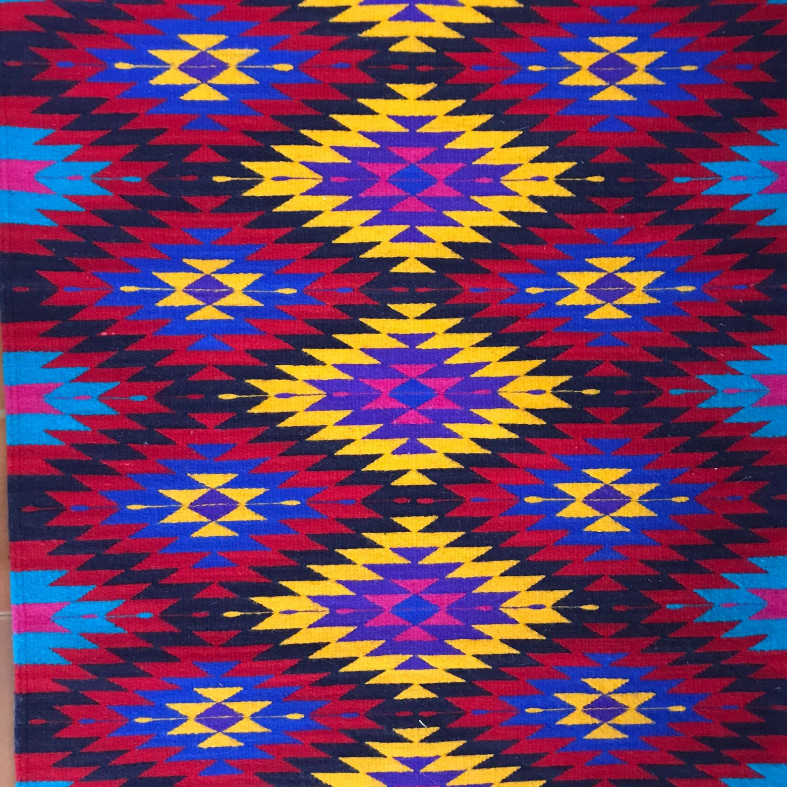 Geometric Mexican Rug in Purple & Yellow - Etsy