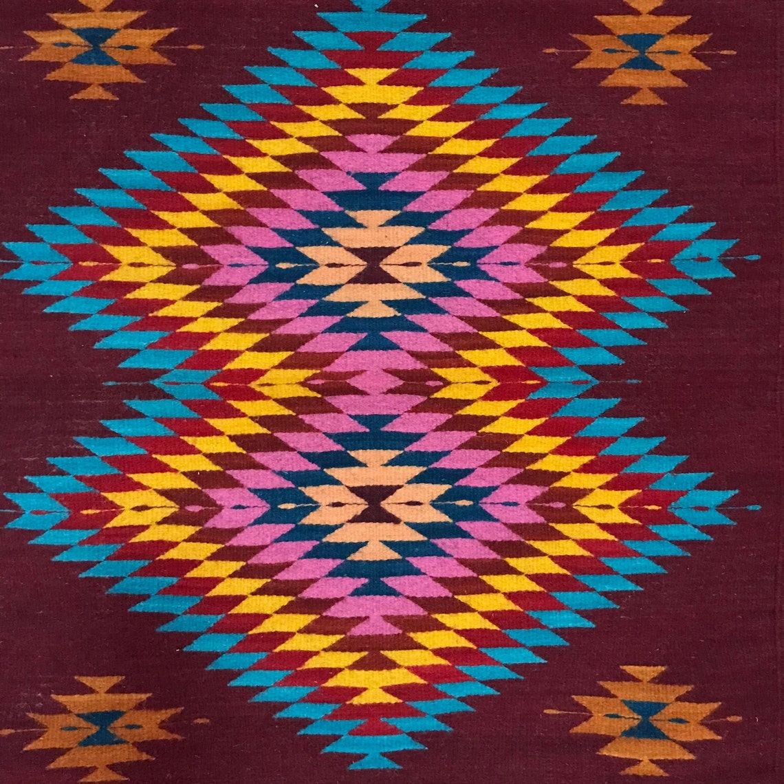 Diamond Patterned Colorful Mexican Rug - Etsy