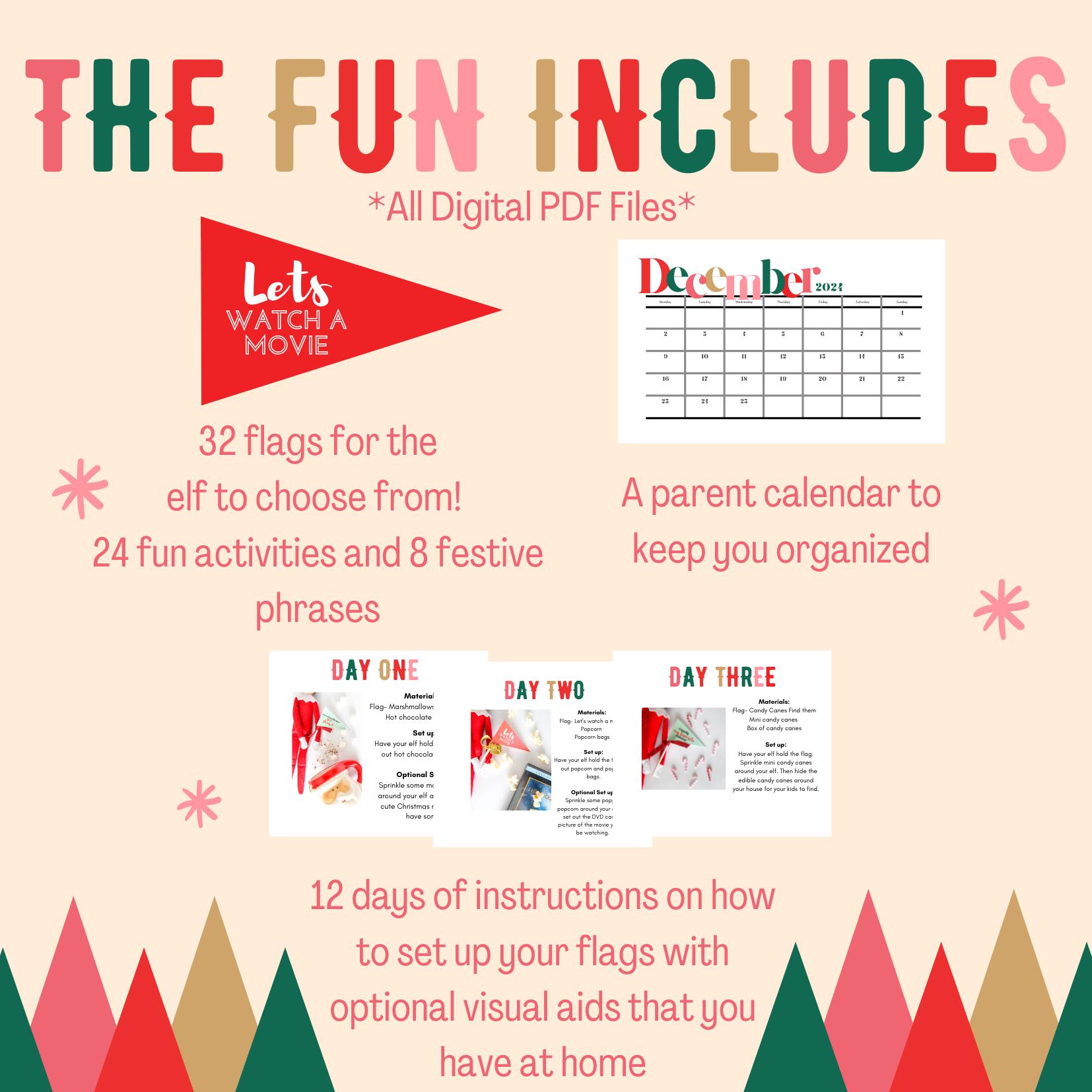 Printable Elf Activity Flags, Christmas Pennant, Fun Elf Sayings ...