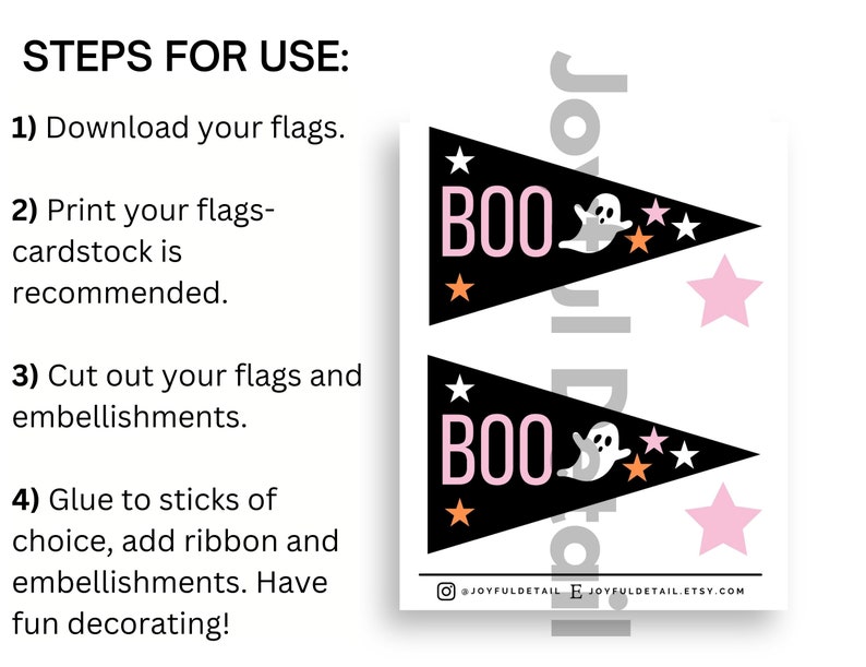 Printable Ghost Pennant, Halloween Boo Basket Decor (PDF Pattern) - Etsy