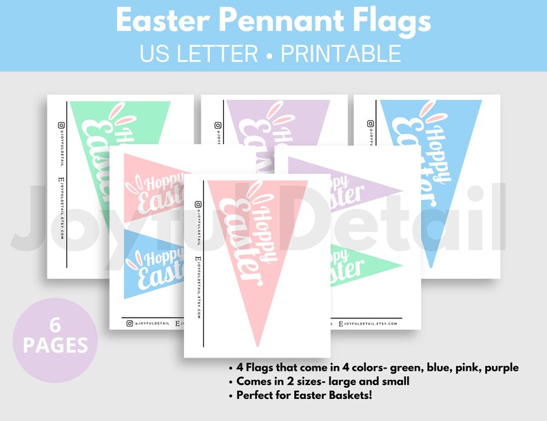 Printable Easter Basket Pennant Flag (digital Download) - Etsy