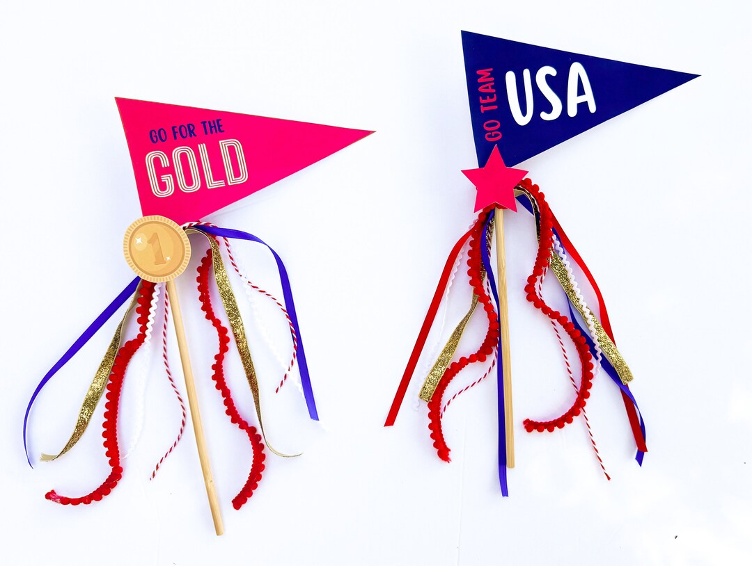 Olympic Party Decorations, Paris 2024 Flags, Team USA Pennants, Cupcake ...