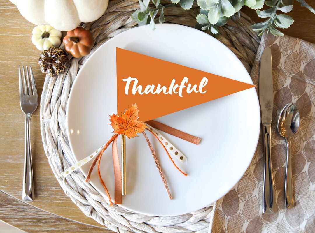Thanksgiving "thankful" Pennant Flag, Autumn Decor (printable) - Etsy