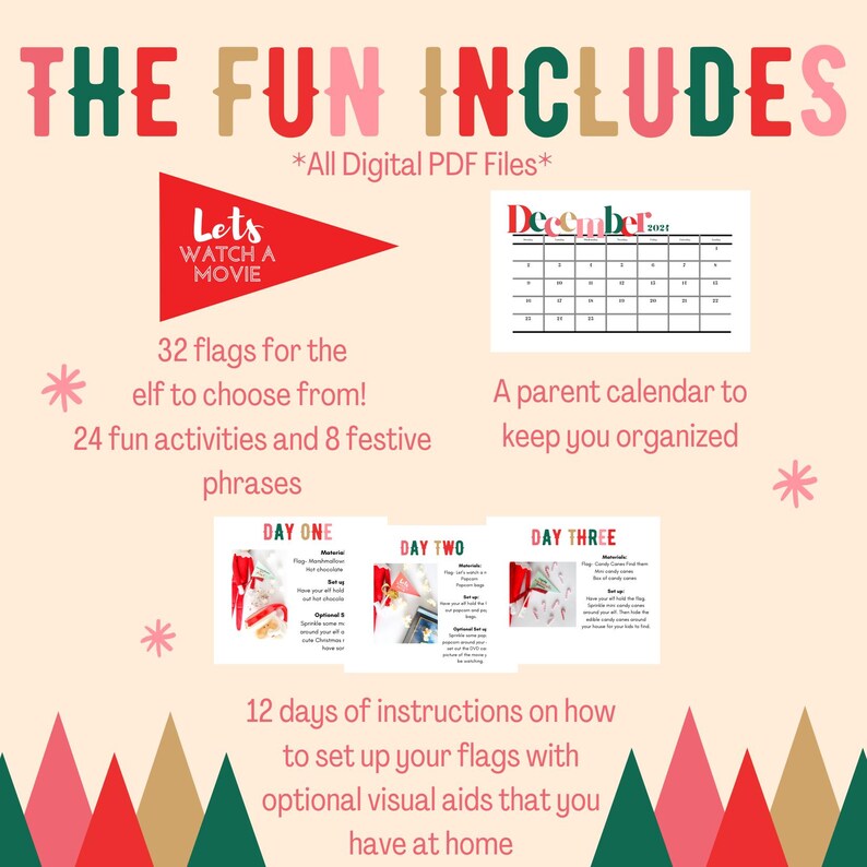Printable Elf Activity Flags, Christmas Pennant (digital Download) - Etsy