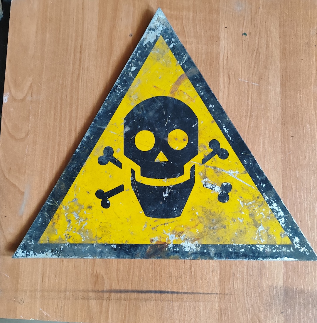 Vintage Industrial Metal Warning Sign. - Etsy