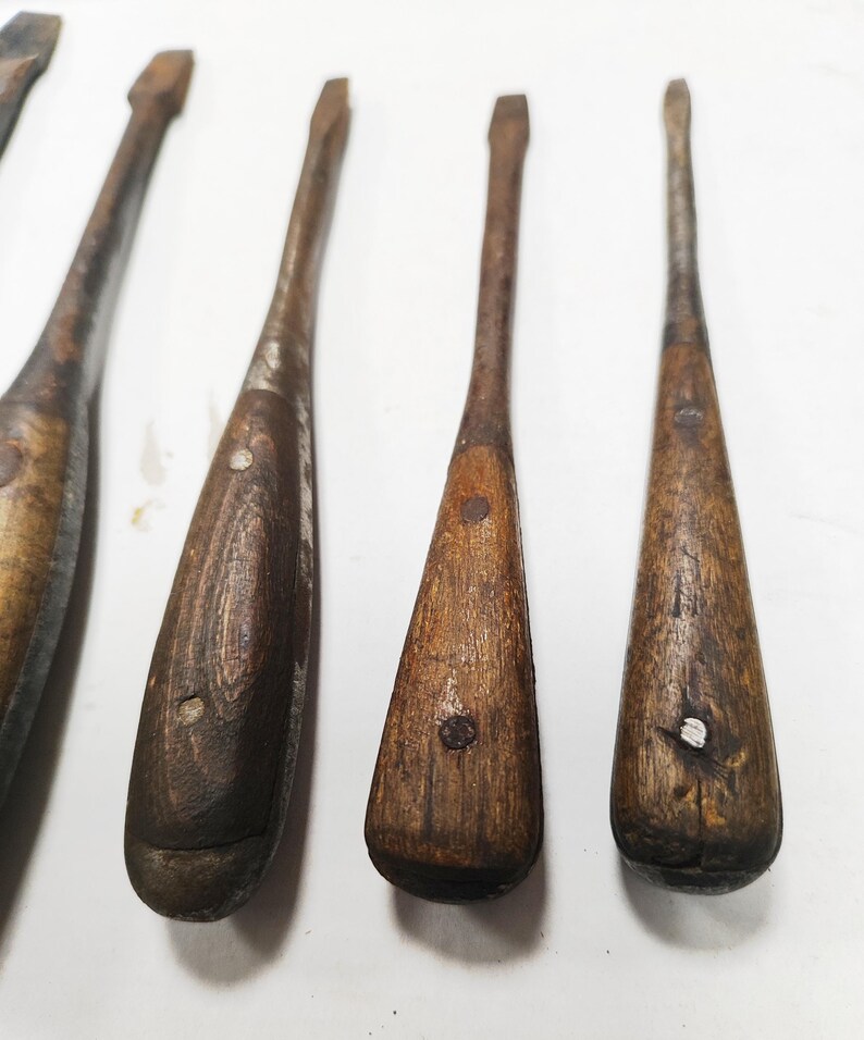 Antique Flathead Screwdriver With Wooden Handle. - Etsy