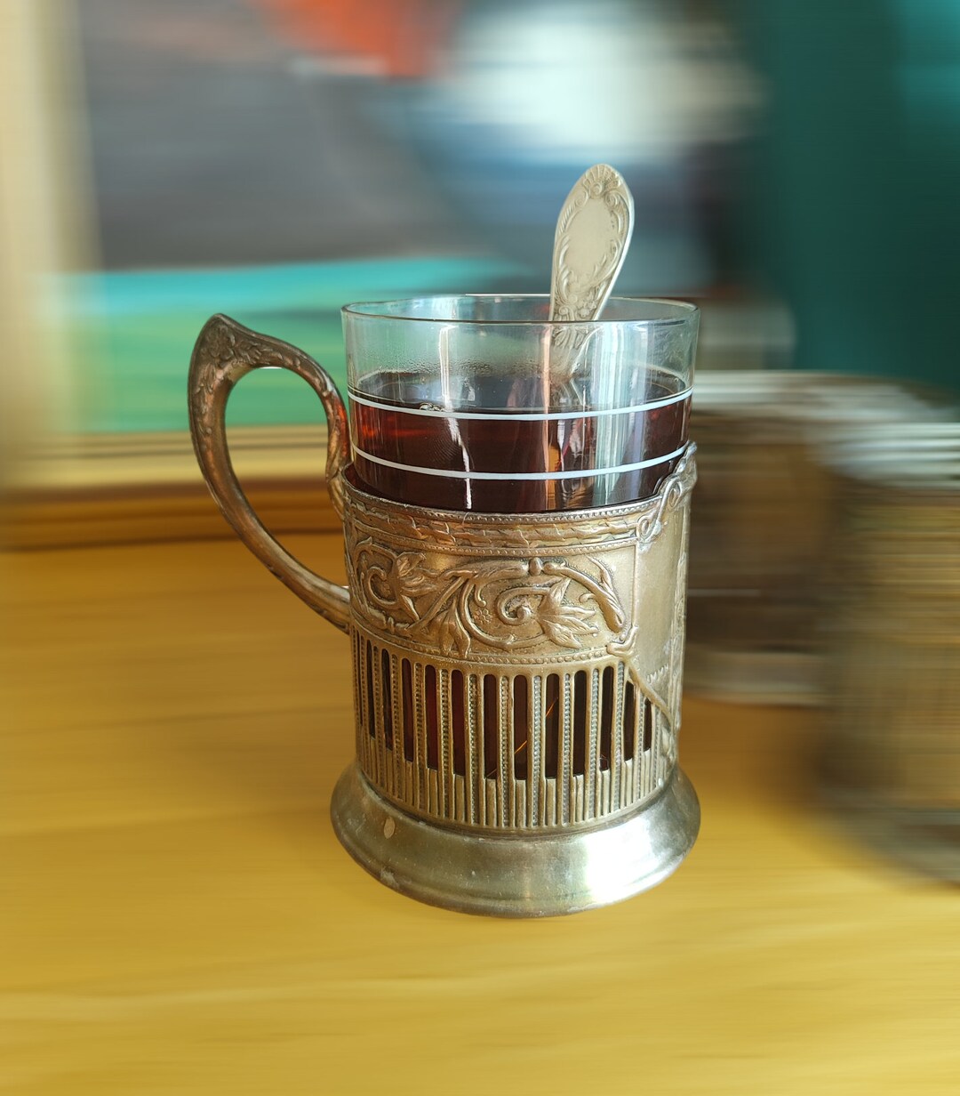 Vintage Soviet Russia Tea Glass Holder Podstakannik Spasskaya Tower ...