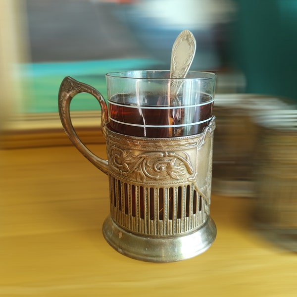 Russian Tea Glass and Holder - Etsy