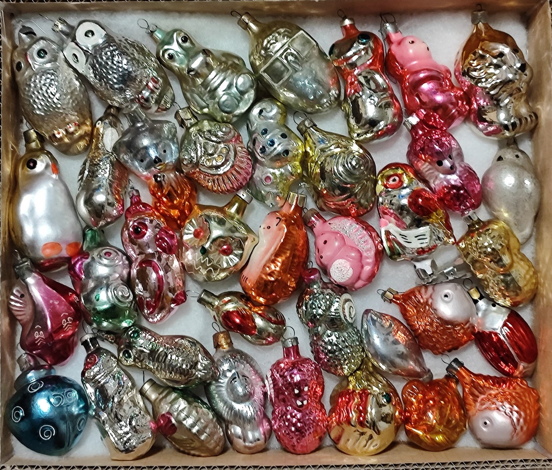 Vintage Soviet USSR Cristmas Glass Ornaments Animals. - Etsy