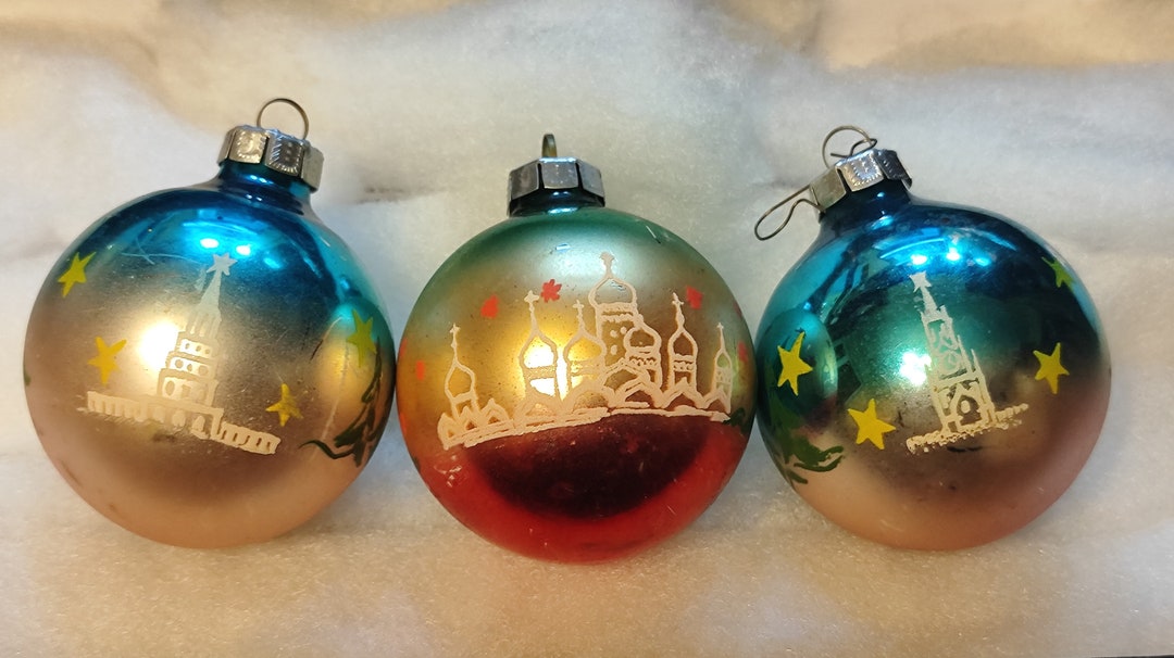 Set of 3 Vintage West Germany Christmas Balls Tree Decorations. - Etsy
