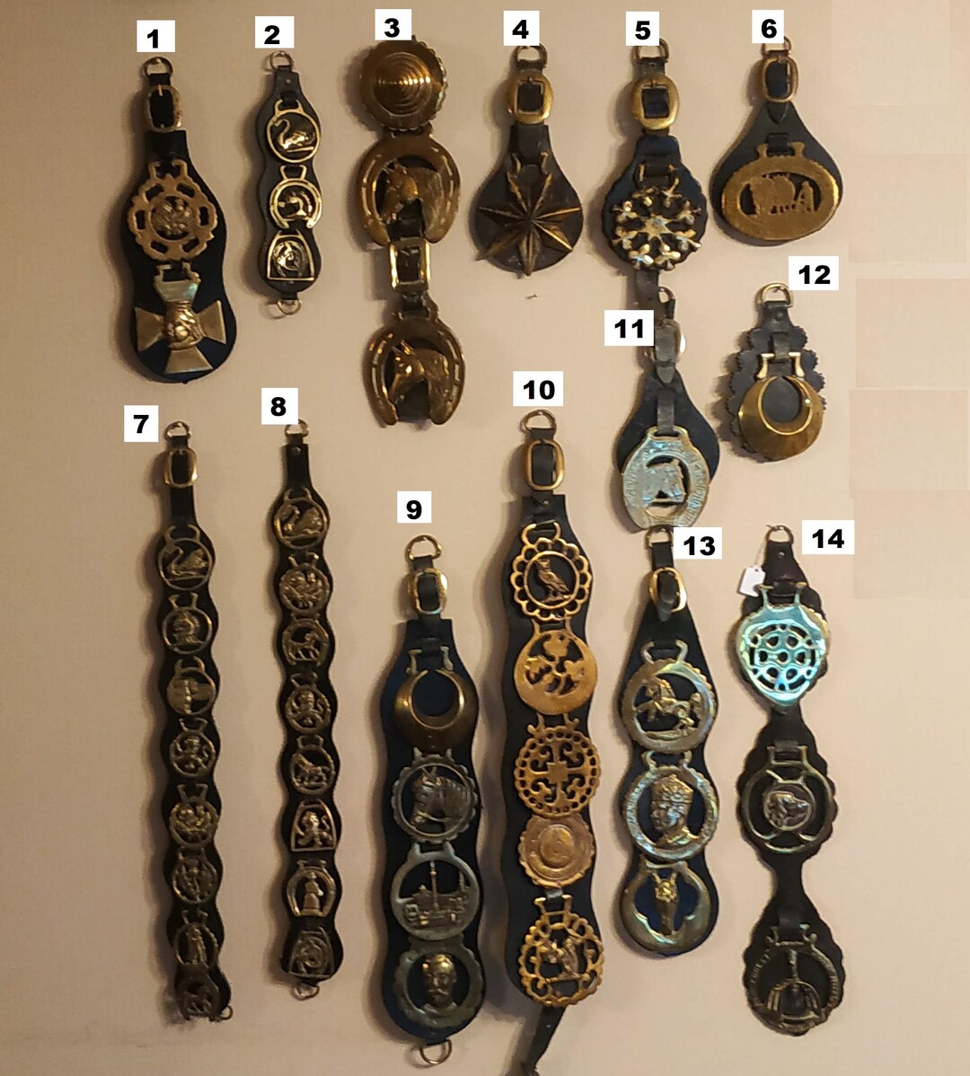 Vintage & Antique Horse Harness Brass Medallions on Leather - Etsy