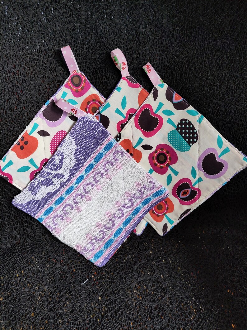 Handmade Upcycled Dishcloths-cotton Washcloths With Terry Cloth Side ...