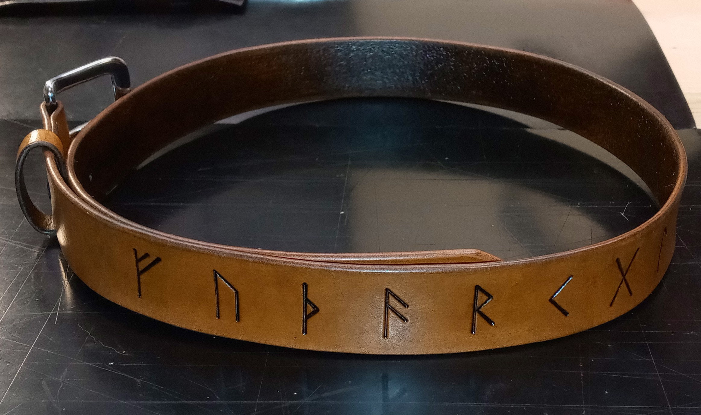 Elder Futhark Belt, Full Grain Leather Belt Stamped With Elder Futhark ...