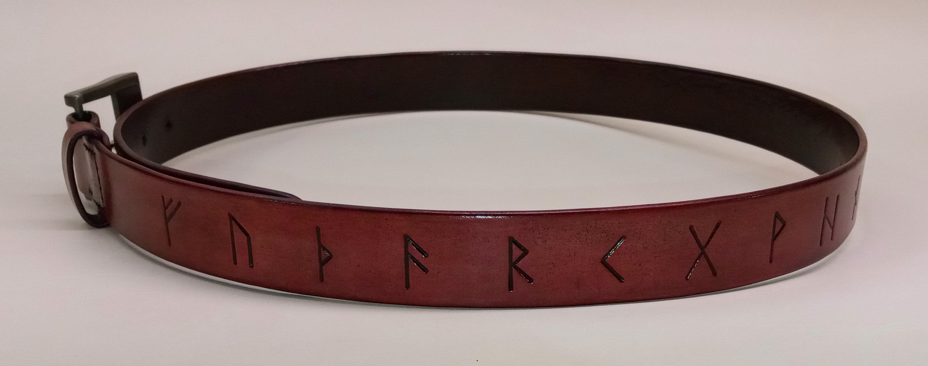 Elder Futhark Belt, Full Grain Leather Belt Stamped With Elder Futhark ...