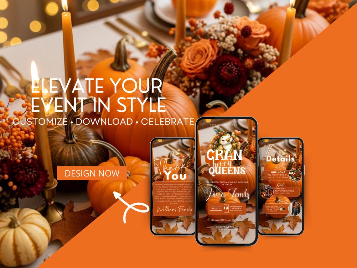 Editable Fall Event Invitation Template | Canva Thanksgiving Evite ...