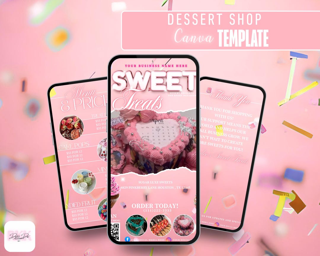 Editable Sweet Treats Flyer Template | Candy Grapes, Cake Pops ...
