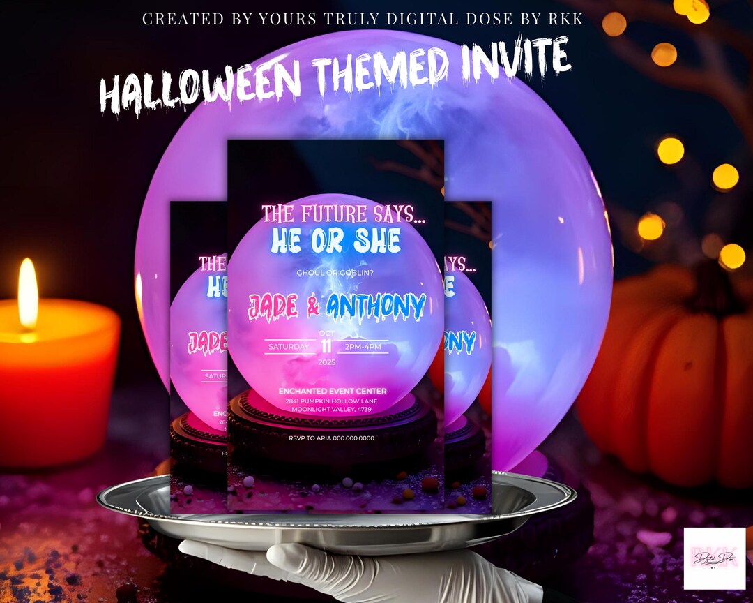 Crystal Ball Gender Reveal Invitation | Future Says He or She ...