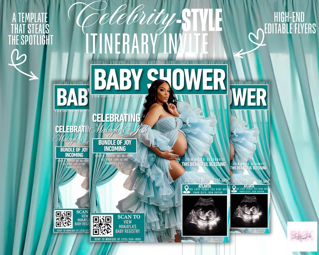 Editable Baby Shower Flyer Template Invitation Digital Canva Design - Etsy