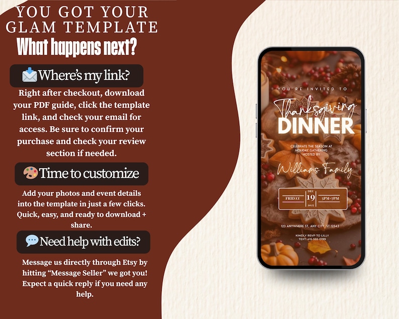 Thanksgiving Dinner Invitation, Editable Friendsgiving Evite, Autumn ...