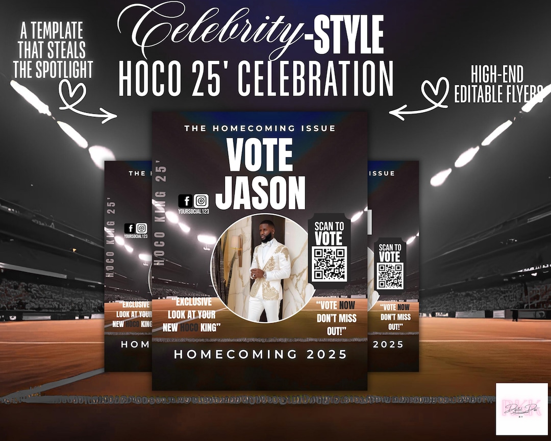 Editable Homecoming King Flyer Canva Template | Vote HOCO King 2025 ...