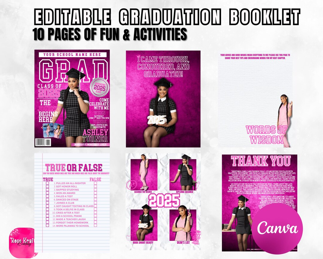 Editable Graduation Activity Booklet | Class of 2025 Graduation ...