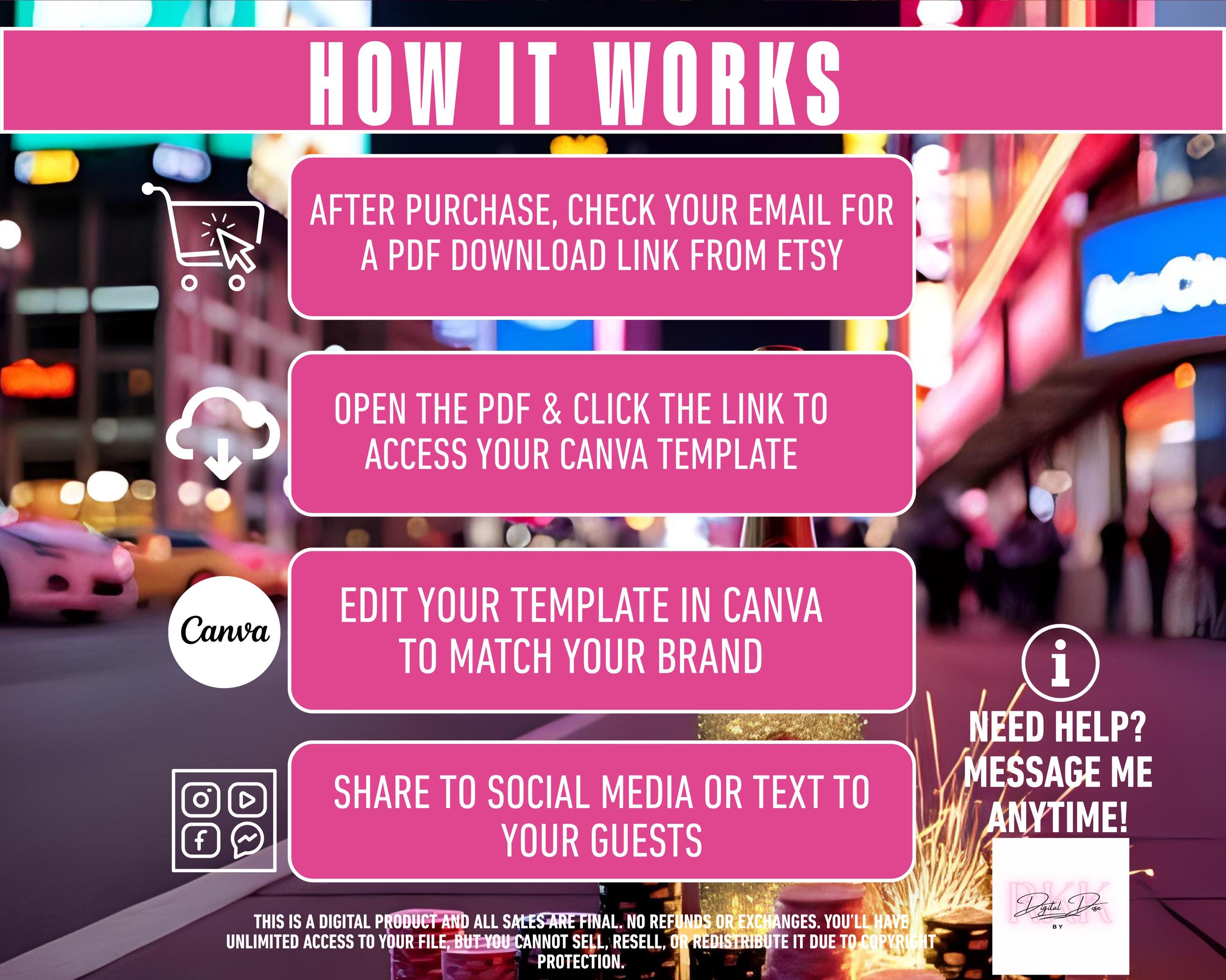 Las Vegas Birthday Itinerary Template: Editable Pink Flyer (digital ...