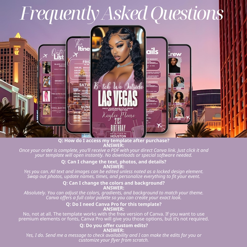 Birthday Weekend Itinerary Template, Las Vegas Girls Trip Digital ...
