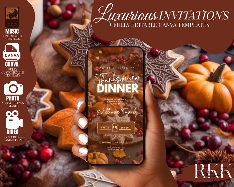 Thanksgiving Dinner Invitation, Editable Friendsgiving Evite, Autumn ...