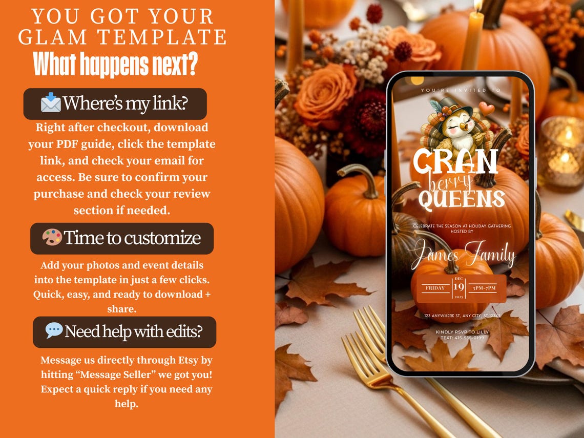 Editable Fall Event Invitation Template | Canva Thanksgiving Evite ...