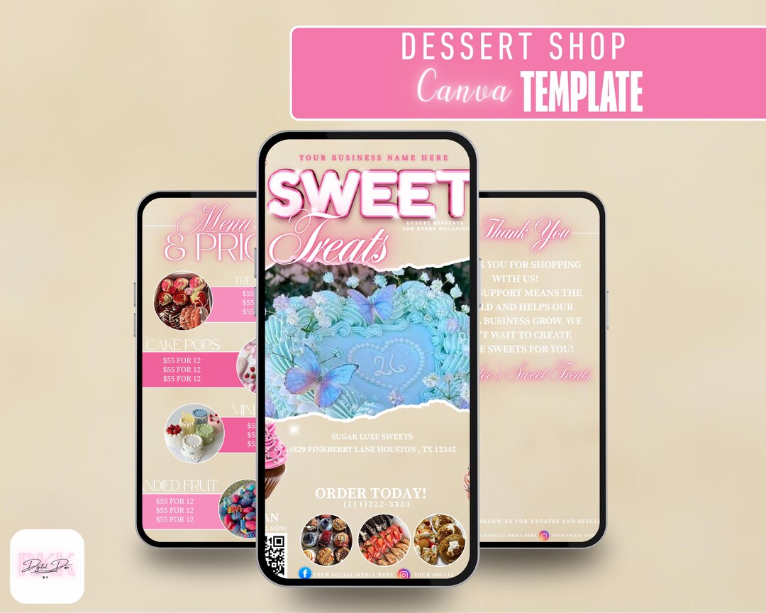 Editable Sweet Treats Flyer Template | Candy Grapes, Cake Pops ...