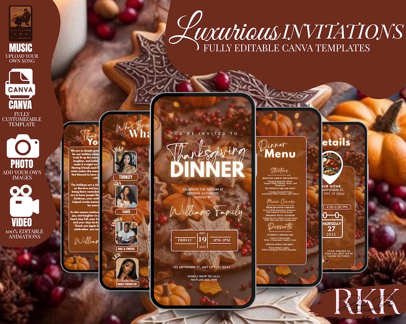 Thanksgiving Dinner Invitation, Editable Friendsgiving Evite, Autumn ...